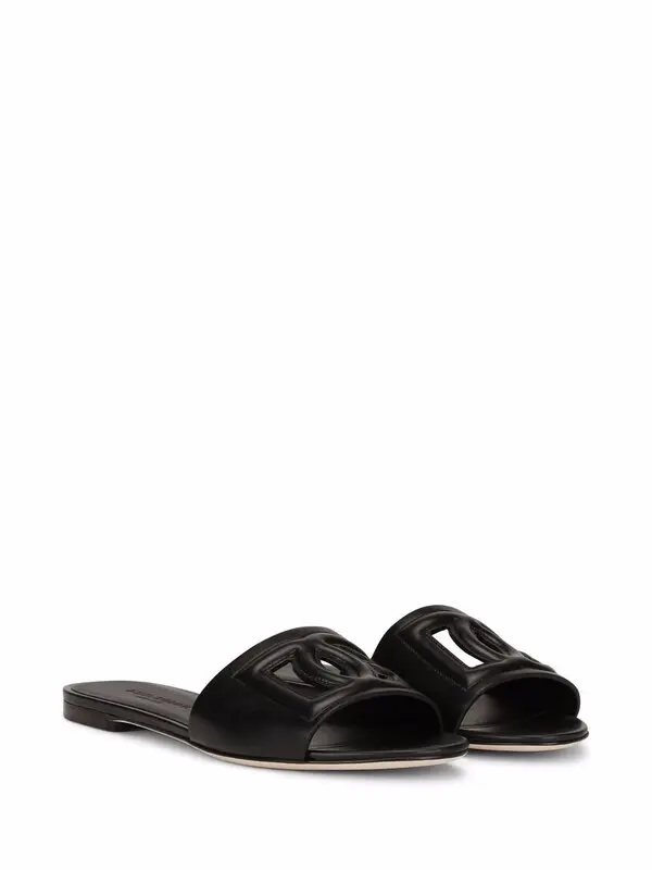 Dolce & Gabbana Dg Logo Leather Flat Sandals - Multicolor