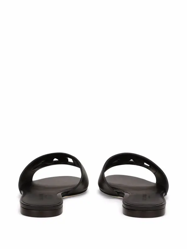 Dolce & Gabbana Dg Logo Leather Flat Sandals - Multicolor