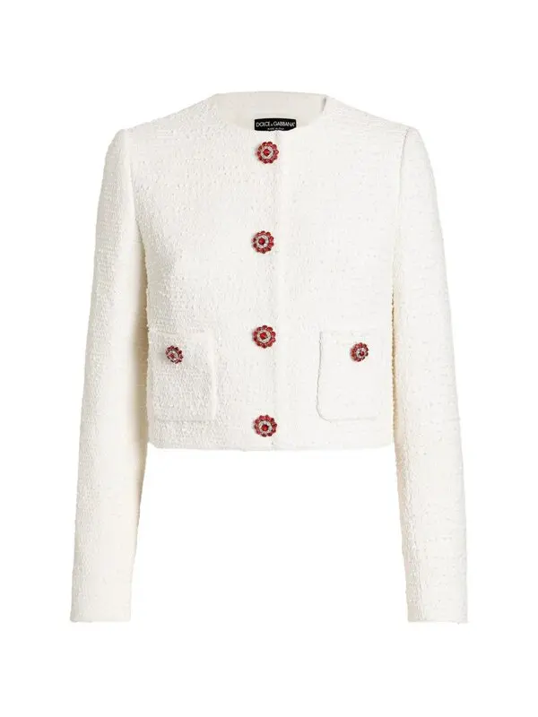 Dolce & Gabbana Jewel Button Tweed Jacket - Multicolor