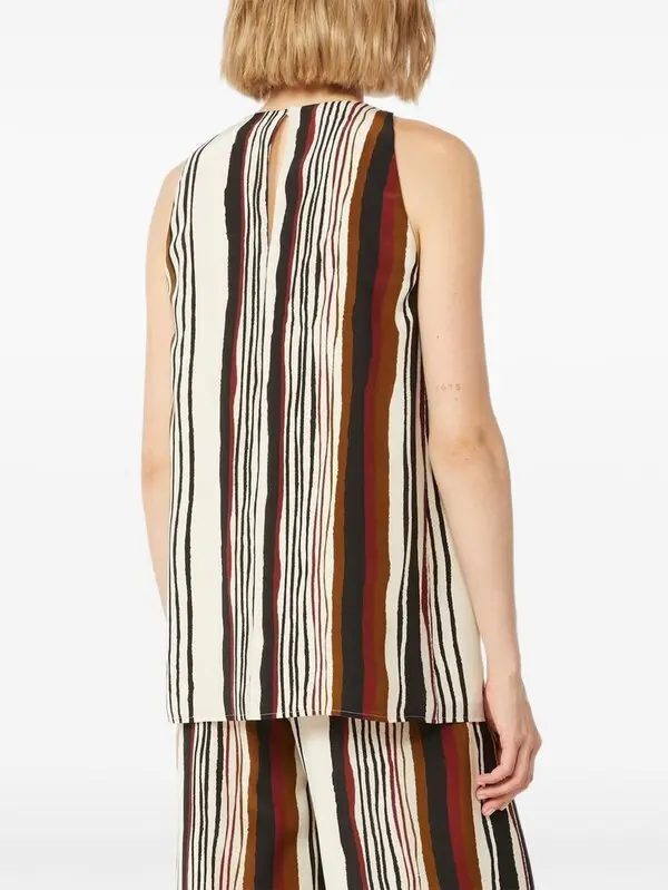 Max Mara Striped Silk Sleeveless Top - Multicolor