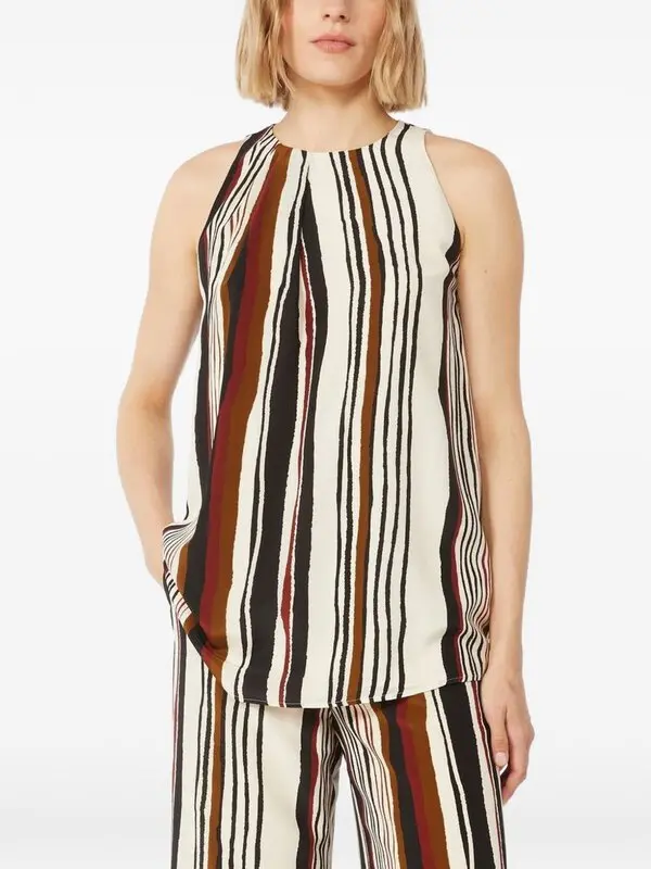 Max Mara Striped Silk Sleeveless Top - Multicolor
