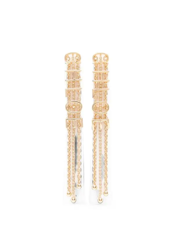 Chloé Gold-tone Logo Lettering Drop Earrings - Multicolor