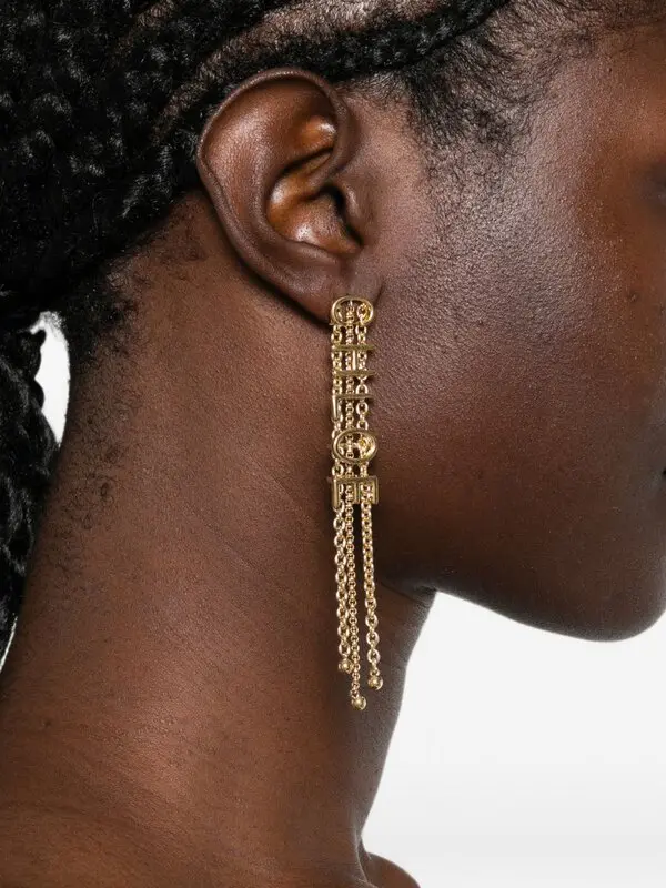 Chloé Gold-tone Logo Lettering Drop Earrings - Multicolor
