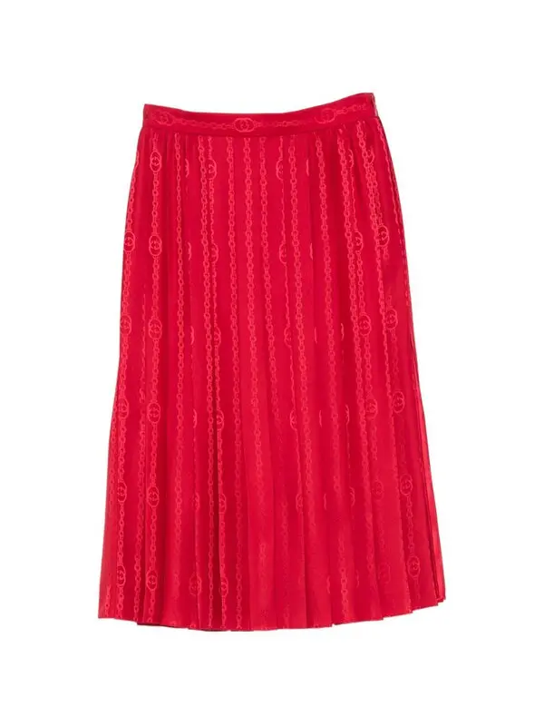 Gucci Silk Midi Skirt With Chain-link Print - Multicolor