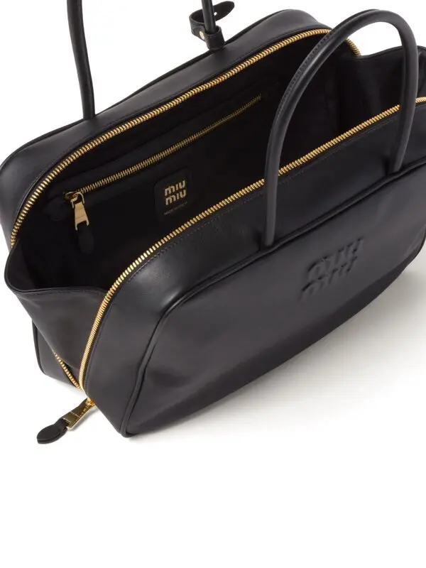 Miu Miu Beau Large Leather Handbag With Embossed Logo
