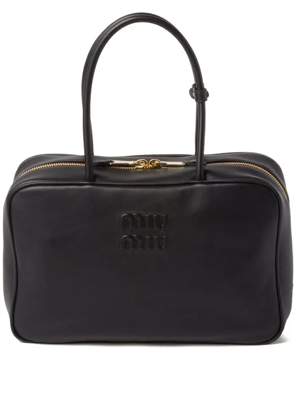 Miu Miu Beau Large Leather Handbag With Embossed Logo - Multicolor
