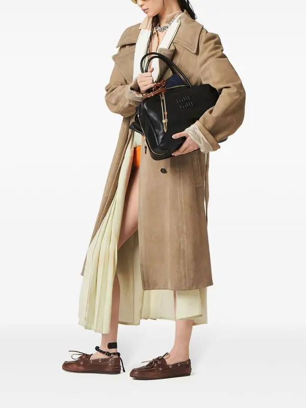 Miu Miu Beau Large Leather Handbag With Embossed Logo