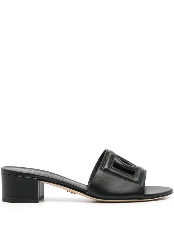 Dolce & Gabbana Dg Logo Leather Mules - Multicolor