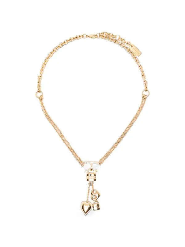 Chloé Gold-tone Double Chain Heart And Padlock Pendant Necklace - Multicolor