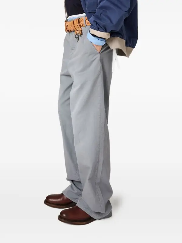 Miu Miu Cotton Trousers With Embroidered Logo - Multicolor