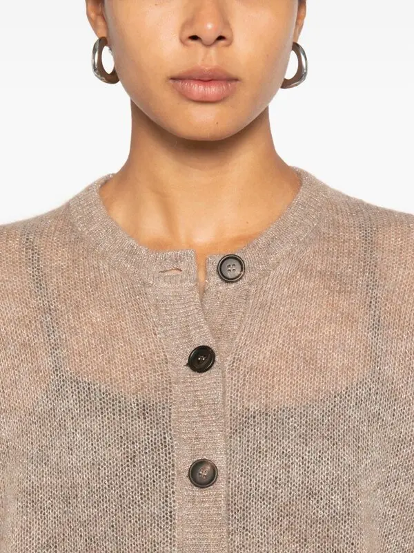 Brunello Cucinelli Sheer Knit Button Cardigan - Multicolor