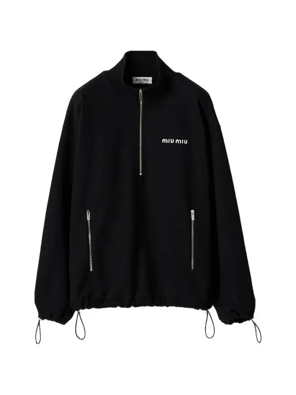 Miu Miu Fleece Sweatshirt With High Collar And Zip Closure - Multicolor