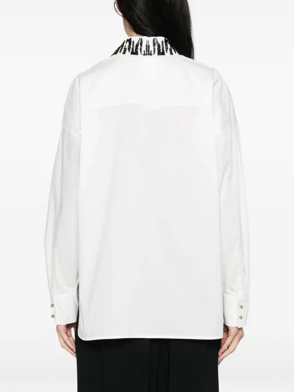 Max Mara White Cotton Shirt With Embellished Collar