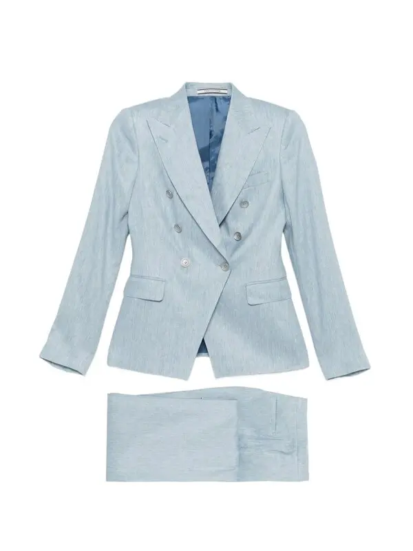 Tagliatore Linen Double-breasted Suit - Multicolor