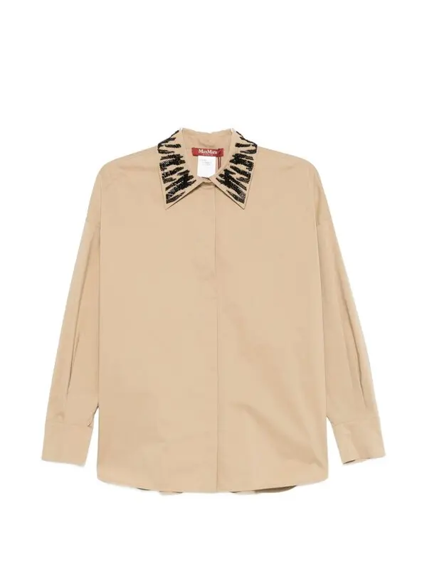 Max Mara Cotton Blend Shirt With Embellished Collar - Multicolor