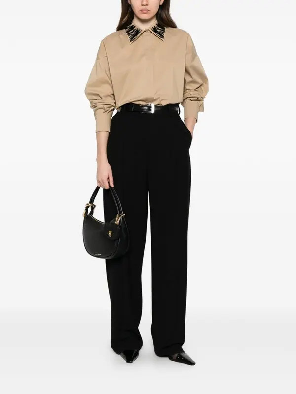 Max Mara Cotton Blend Shirt With Embellished Collar - Multicolor
