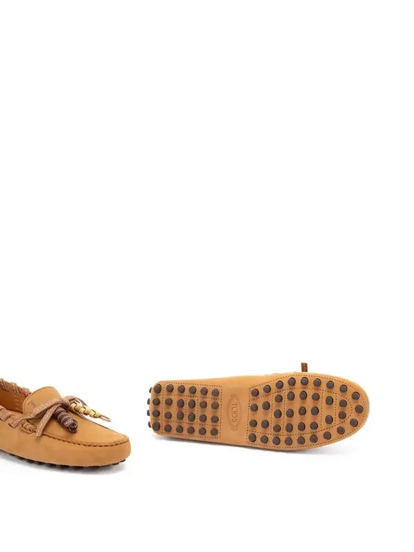 TOD'S Gommino Suede Leather Loafers With Braided Trim - Multicolor