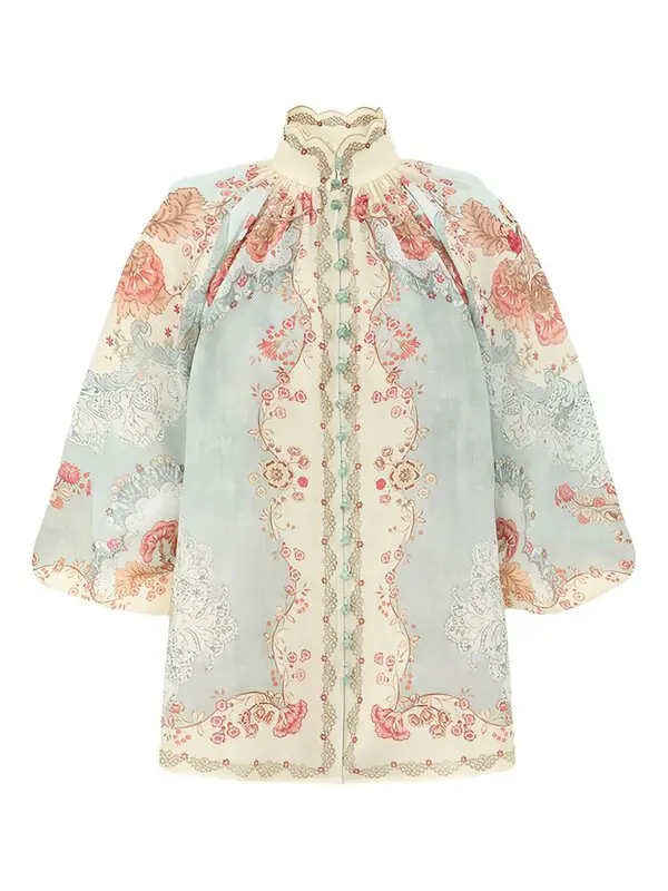 Zimmermann Daylight Printed Ramie Blend Blouse - Multicolor