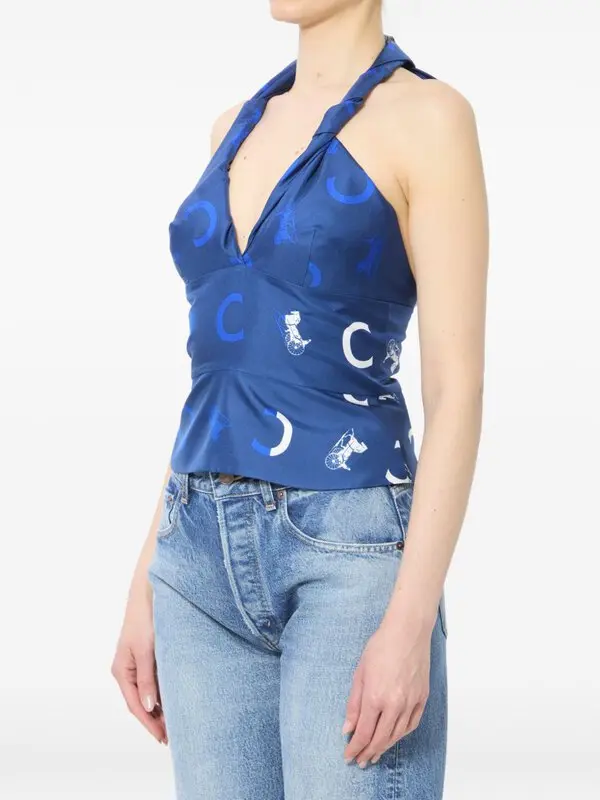 Celine Printed Silk Top