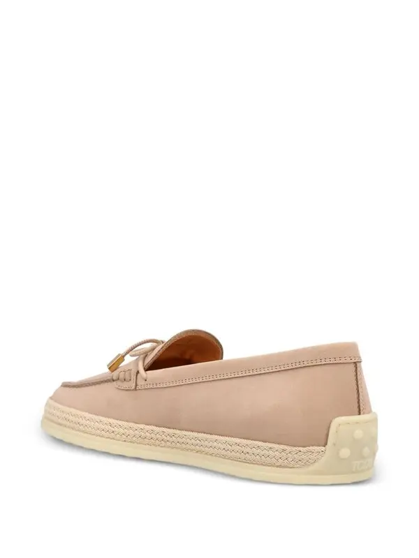 TOD'S Suede Leather Loafers With Rope Trim And Logo Detail - Multicolor