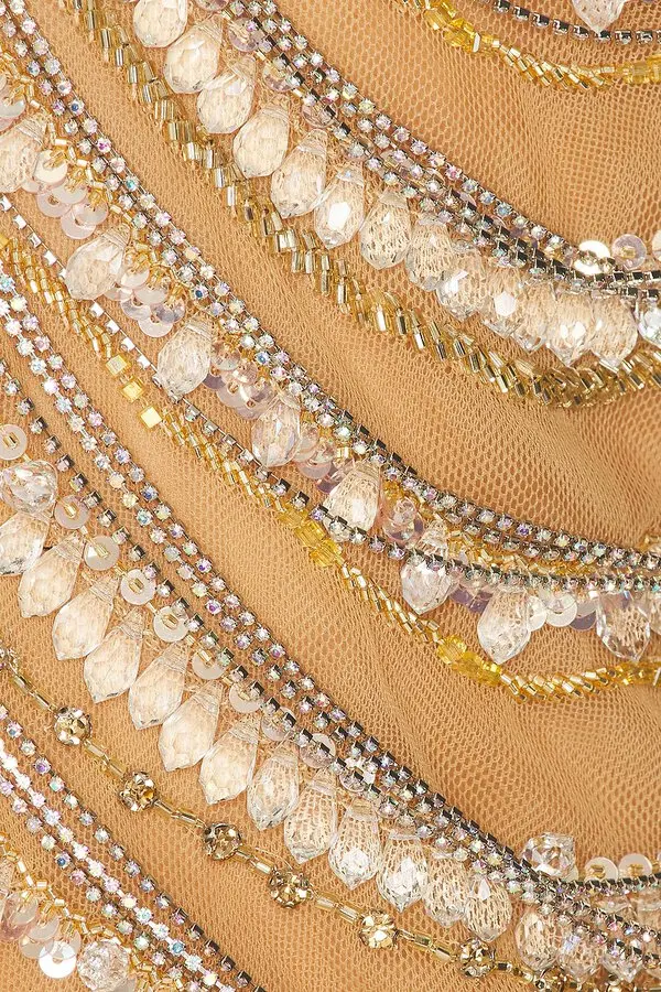 Lapointe Draped Crystal Embroidery V Neck Tank Top - Silver