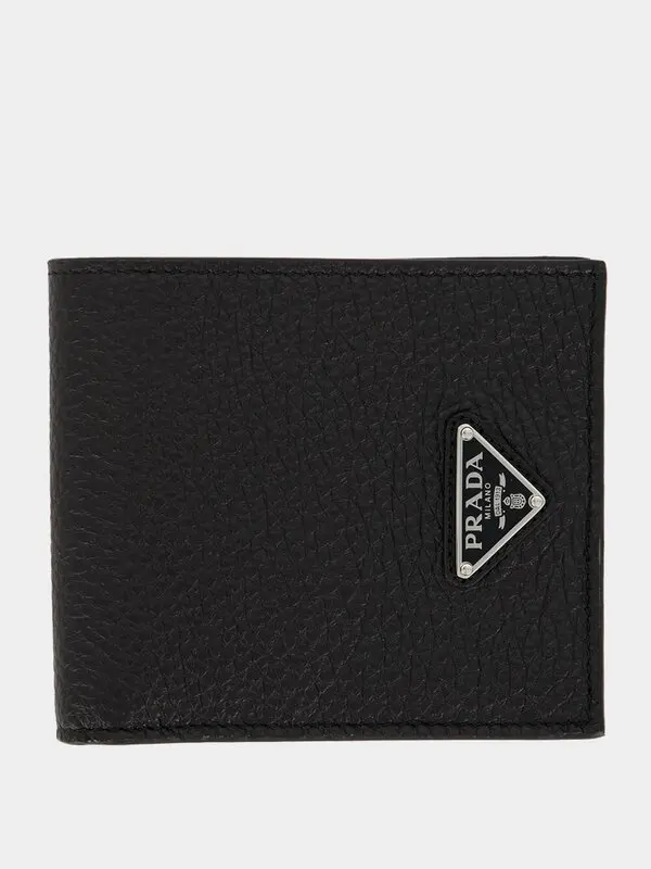 Prada Leather Wallet With Logo - Black