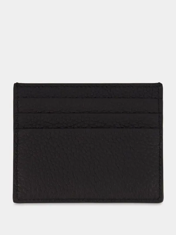 Prada Leather Card Holder With Triangle Logo - Black
