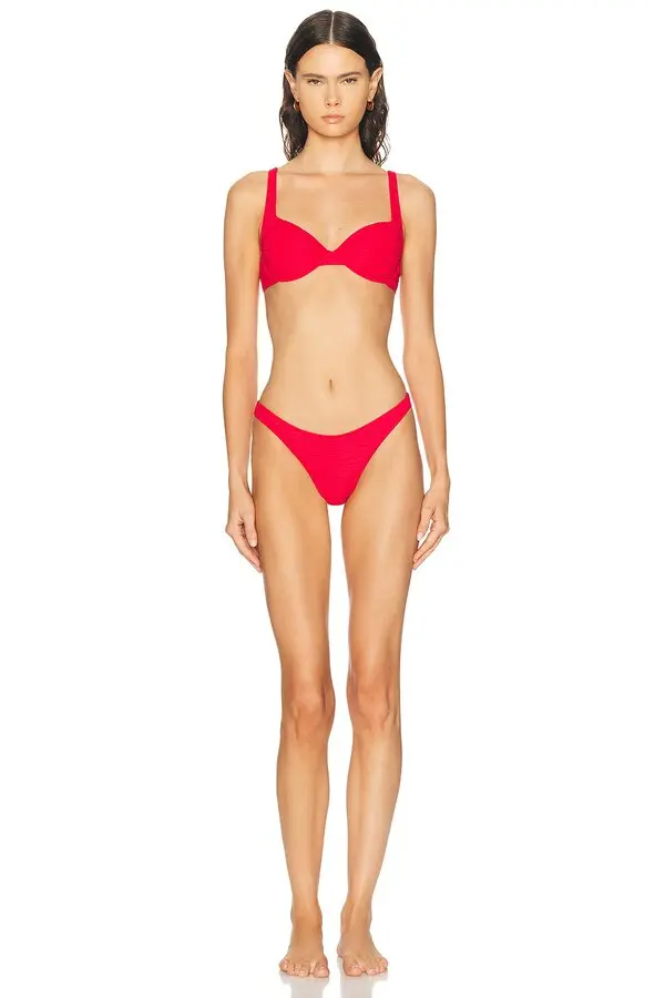 JUILLET Bee Bikini Bottom In Red