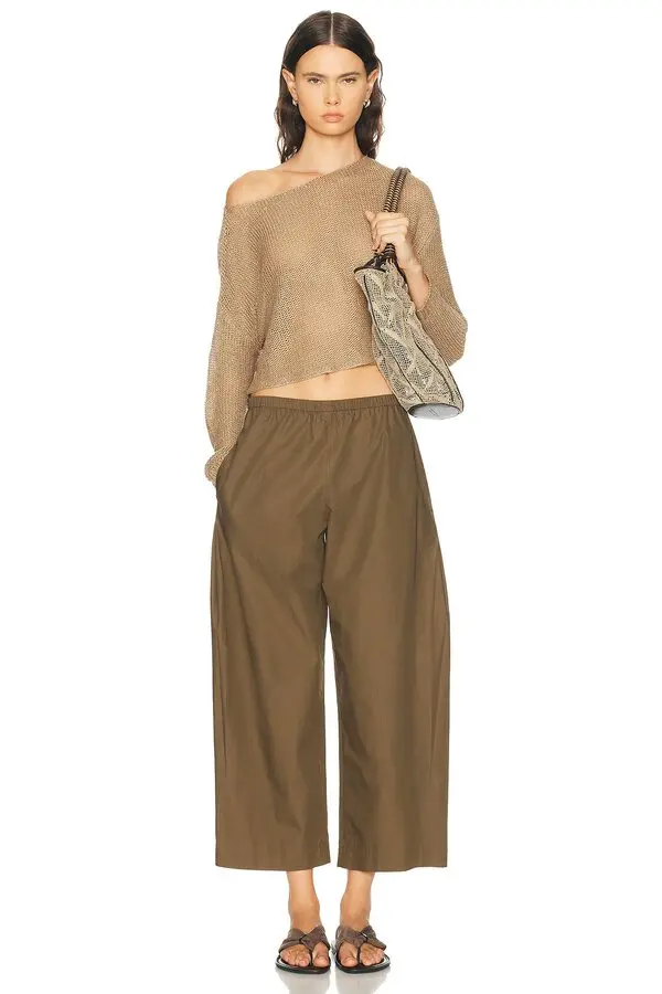 Enza Costa Linen Open Bateau Sweater - Flax