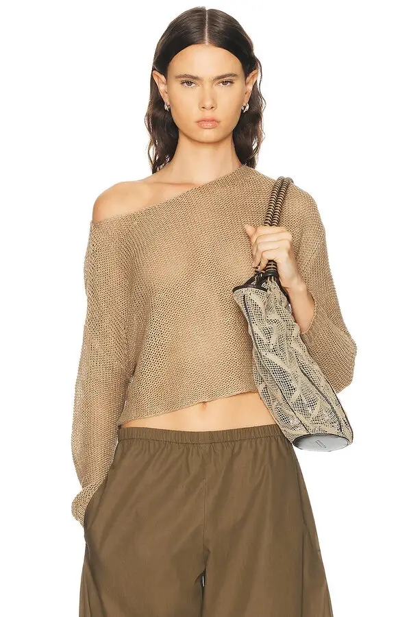 Enza Costa Linen Open Bateau Sweater