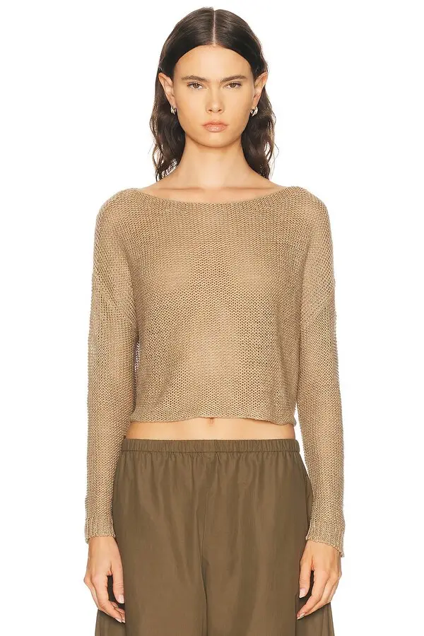 Enza Costa Linen Open Bateau Sweater