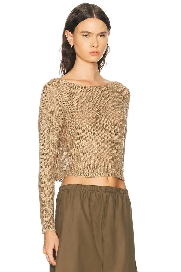 Enza Costa Linen Open Bateau Sweater
