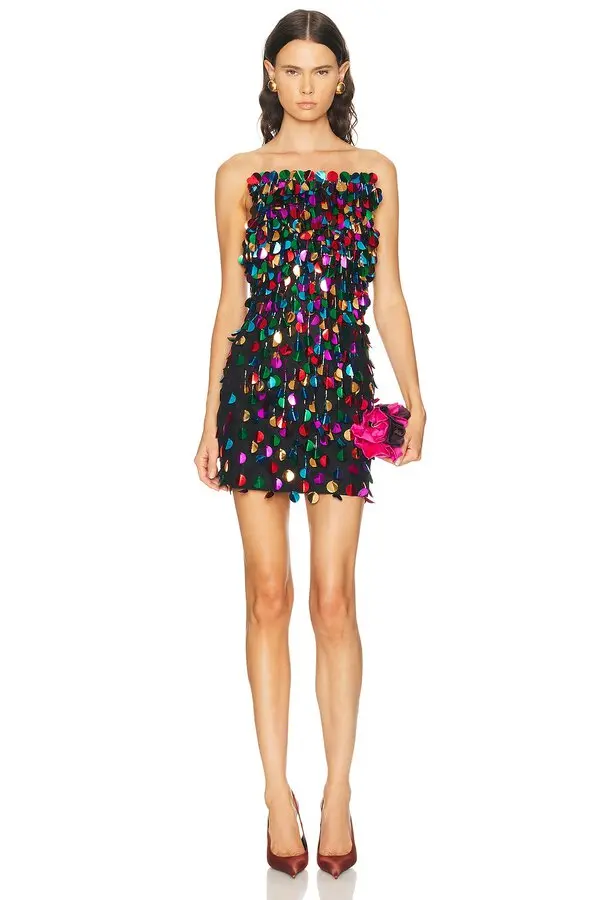 AREA Confetti Mini Dress - Multi Metallic