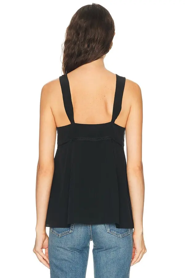 Chloé Tie Front Tank Top With Lace Trim - Black