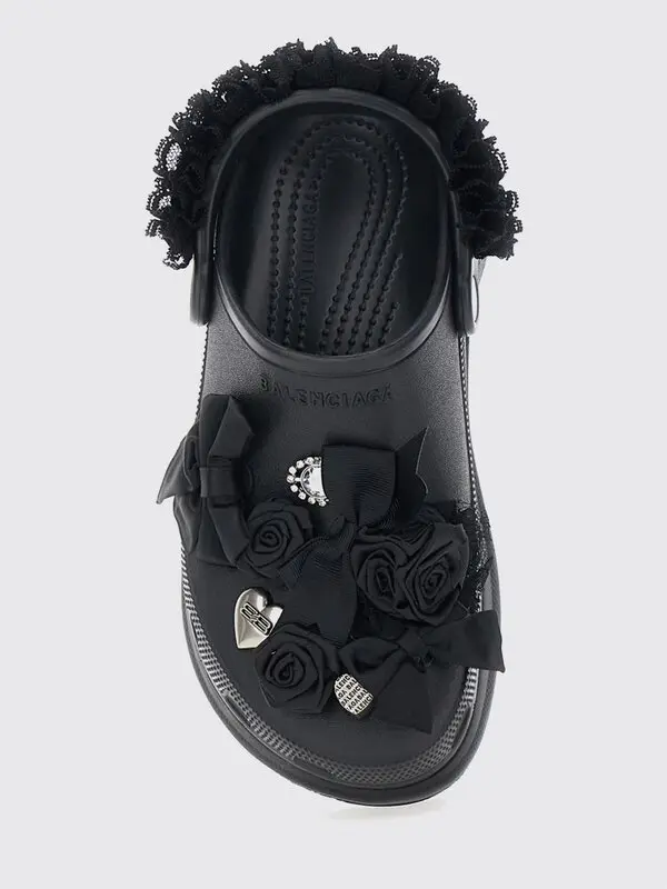 Balenciaga X Crocs Embellished Platform Eva Mules - Black