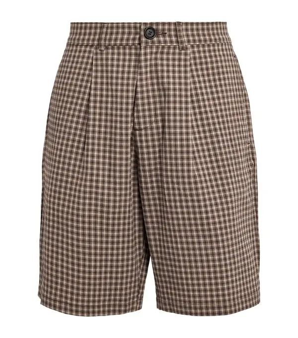 Oliver Peoples Pleated Check Chino Shorts
