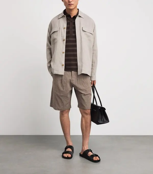 Oliver Peoples Pleated Check Chino Shorts