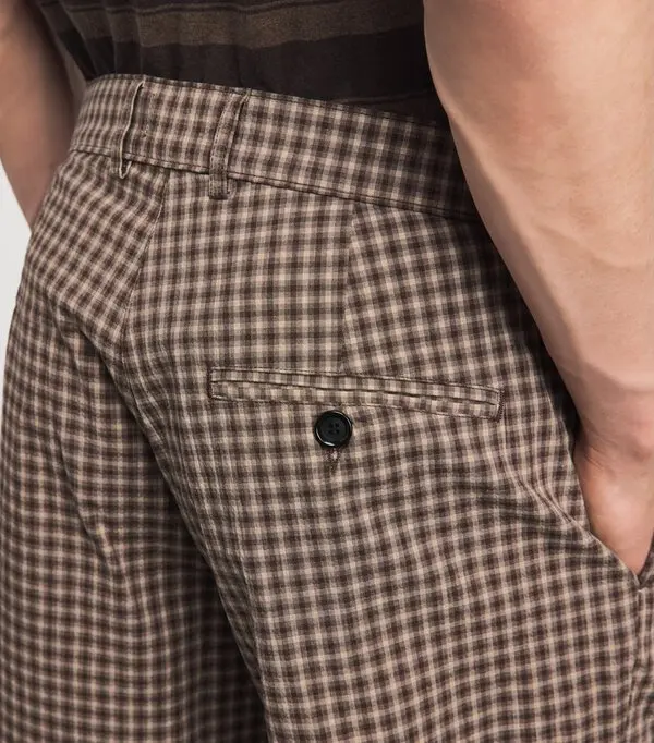 Oliver Peoples Pleated Check Chino Shorts
