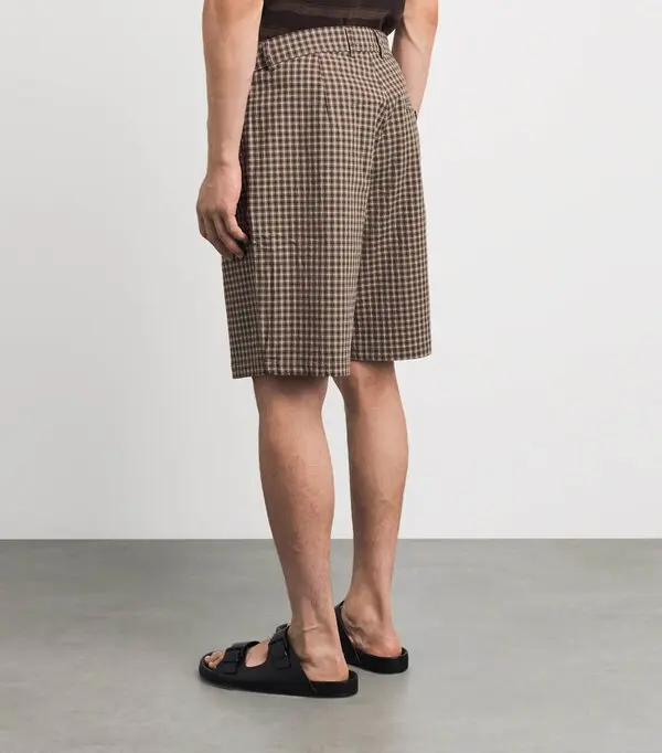 Oliver Peoples Pleated Check Chino Shorts