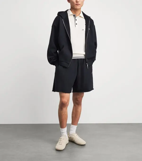 COLE BUXTON Cotton Jersey Sweatshorts With Raw Edge Hem
