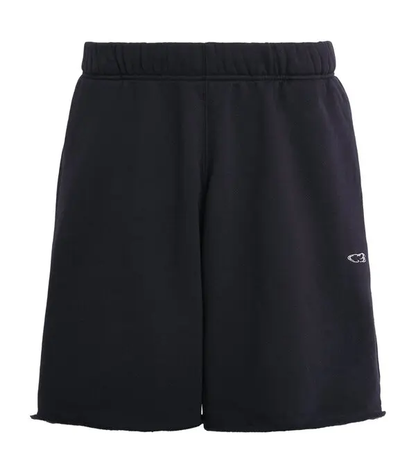 COLE BUXTON Cotton Jersey Sweatshorts With Raw Edge Hem - Navy