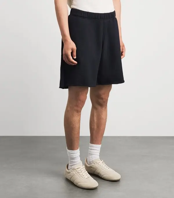 COLE BUXTON Cotton Jersey Sweatshorts With Raw Edge Hem - Navy
