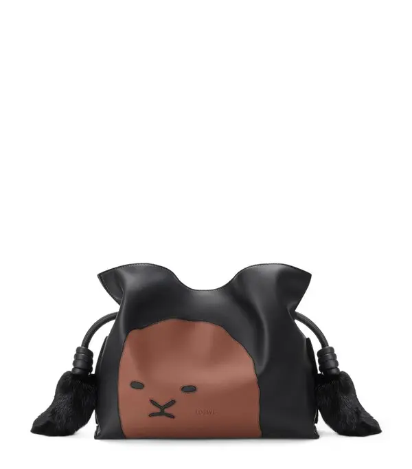 Loewe Medium Lion Intarsio Flamenco Clutch Bag - Black