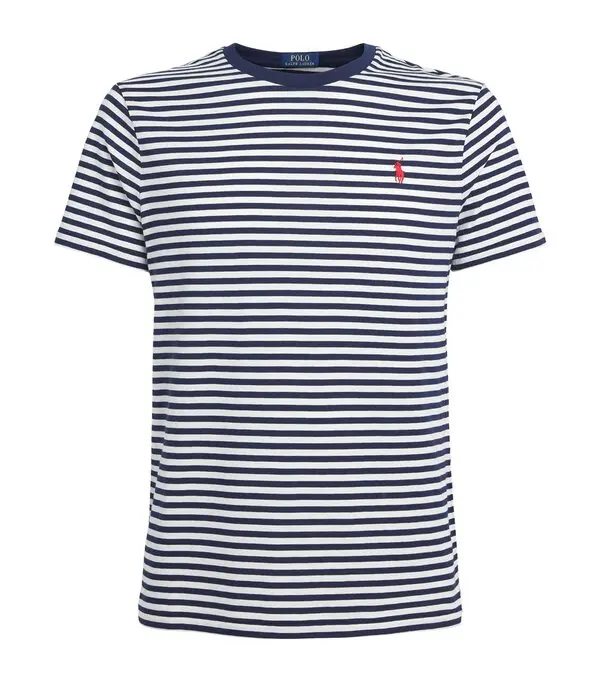 Polo Ralph Lauren Cotton Stripe Polo Pony Slim T-shirt - Navy