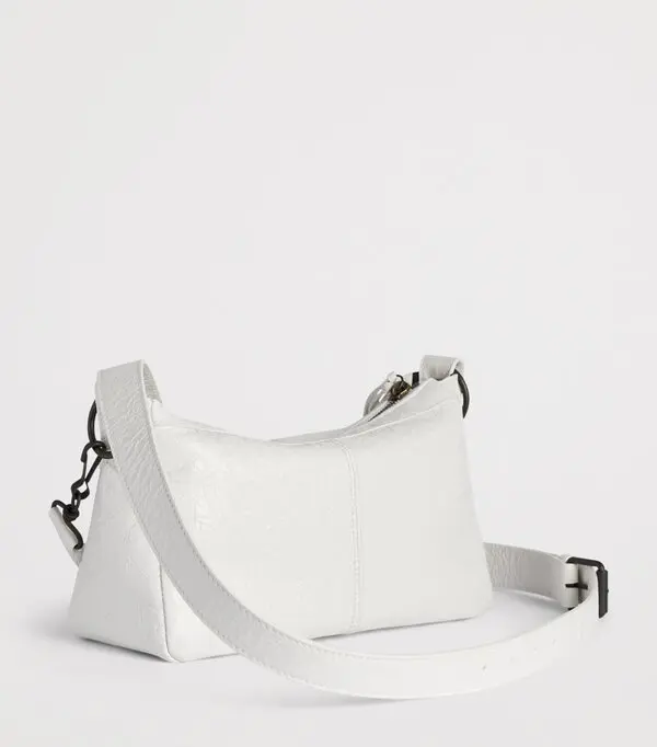 Balenciaga Mini Lambskin Le City Moto Shoulder Bag - White