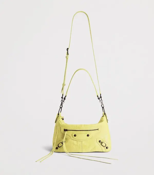 Balenciaga Mini Lambskin Le City Moto Shoulder Bag - Yellow