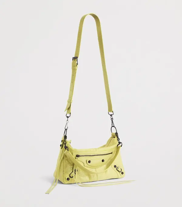Balenciaga Mini Lambskin Le City Moto Shoulder Bag - Yellow