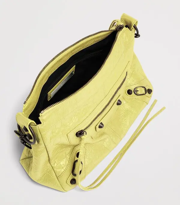 Balenciaga Mini Lambskin Le City Moto Shoulder Bag - Yellow