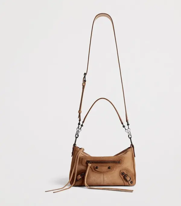 Balenciaga Mini Suede Le City Moto Shoulder Bag