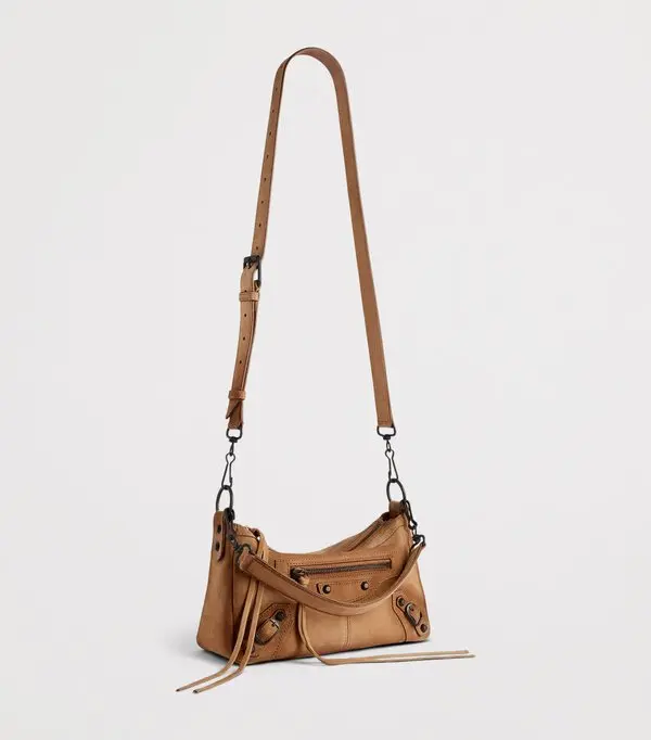 Balenciaga Mini Suede Le City Moto Shoulder Bag